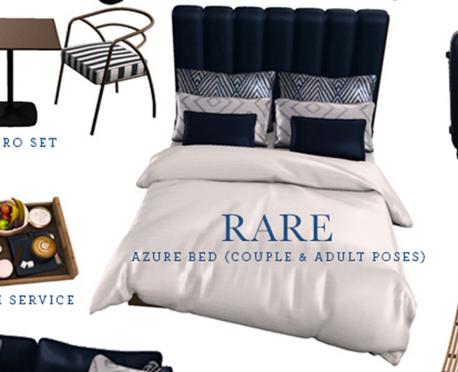 Second Life Marketplace - SAYO - Summer in Santorini Gacha - Azure Bed - RARE